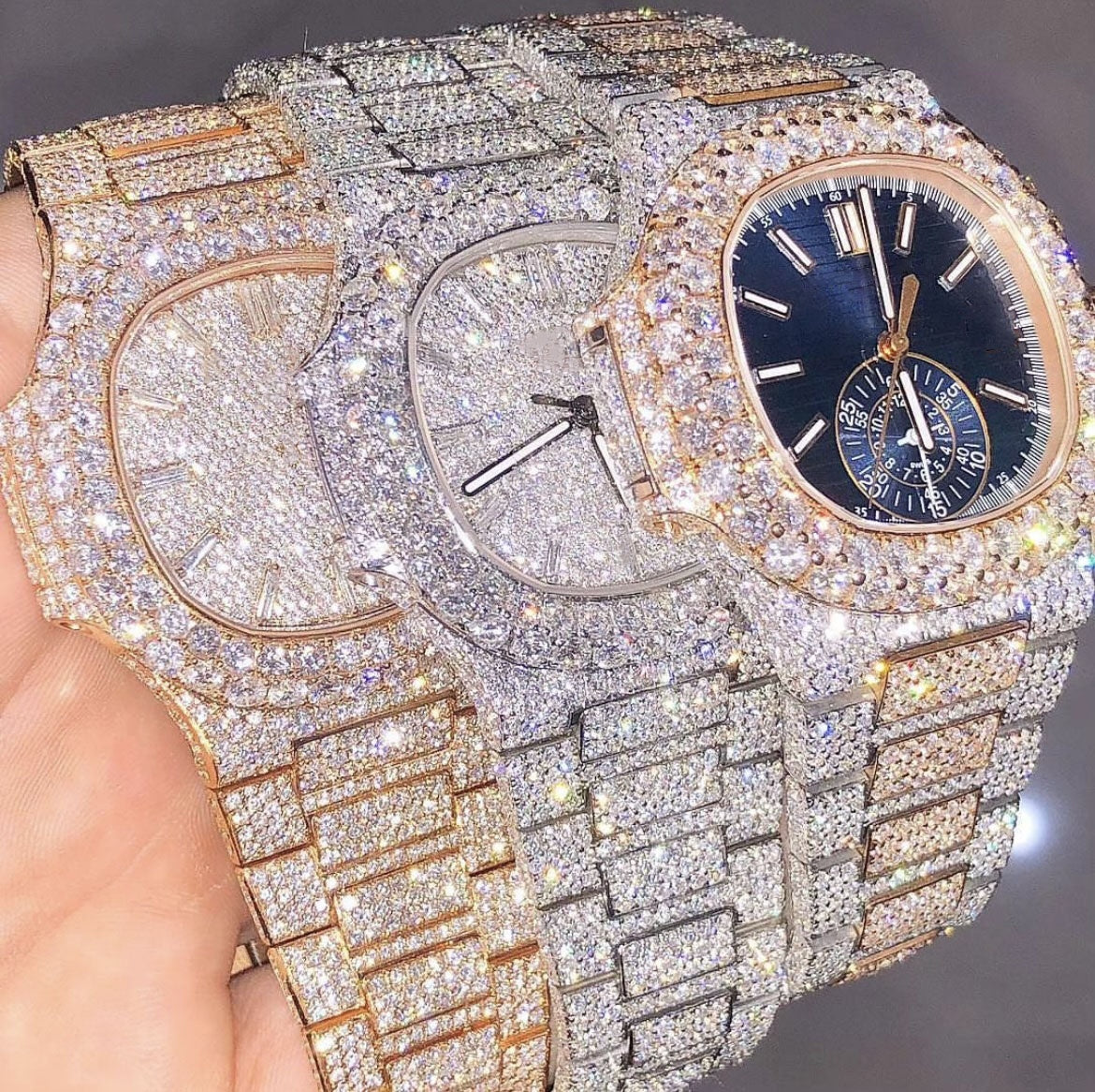 ICED OUT HIP HOP MOISSANITE DIAMOND WATCHES - IVORY & EBONY