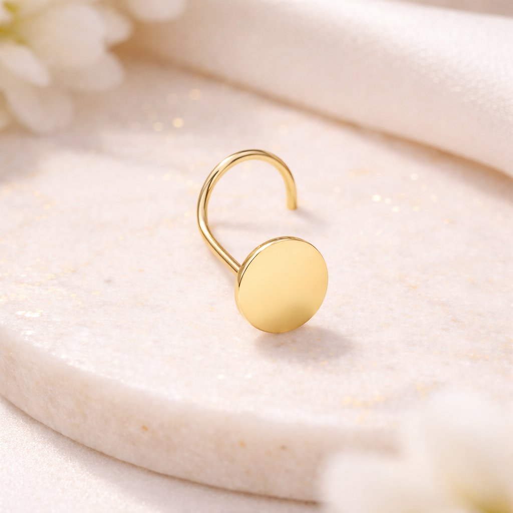 SCREW NOSE STUD IN SOLID GOLD - IVORY & EBONY