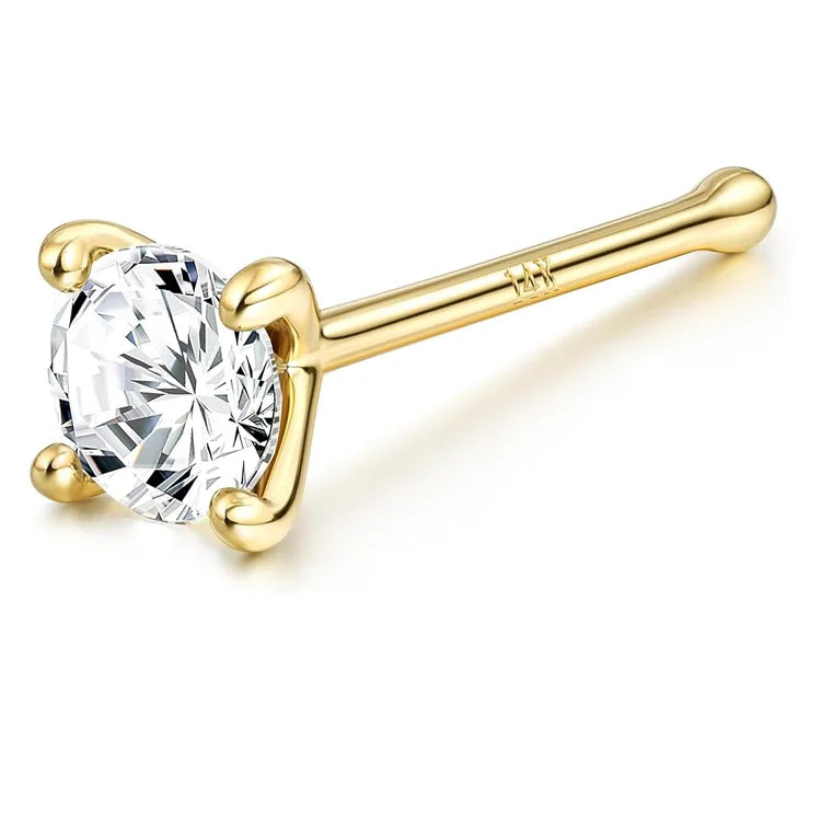 STRAIGHT NOSE RING STUD IN SOLID GOLD - IVORY & EBONY